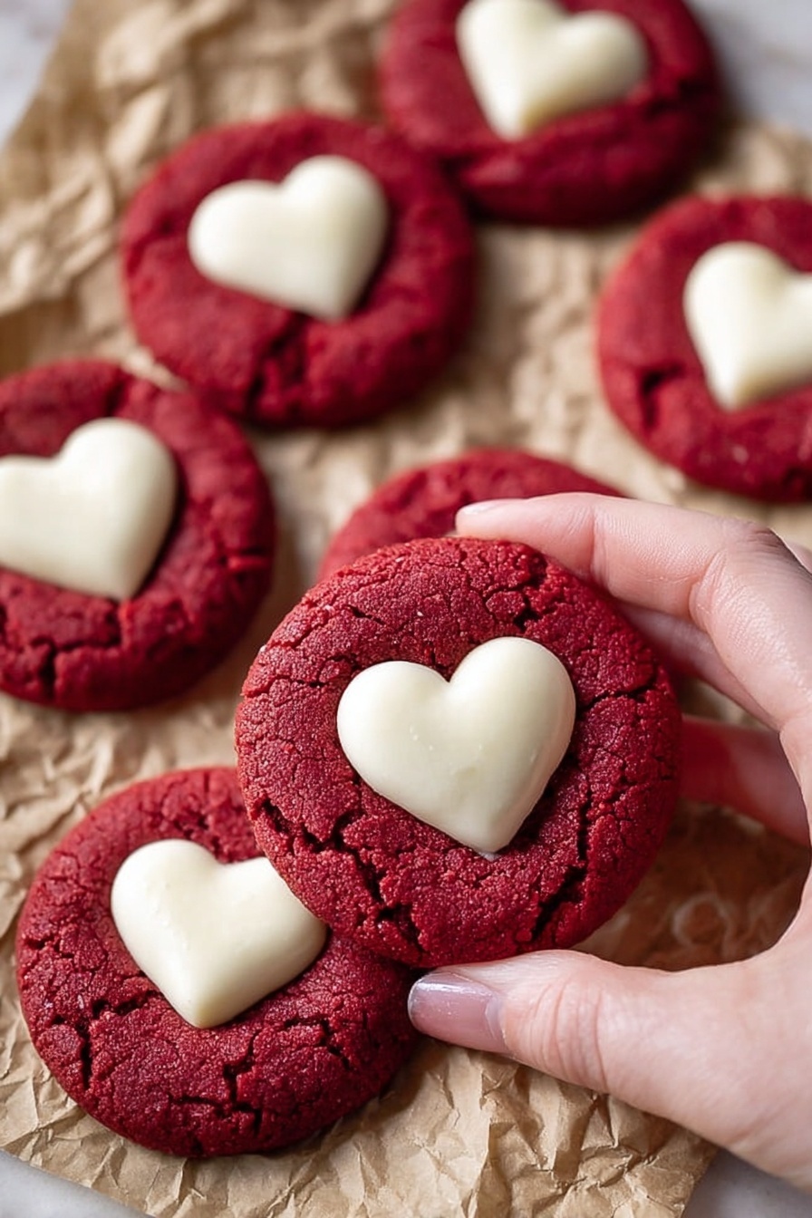Red Velvet Cookies with White Chocolate Hearts - Irresistible Treats